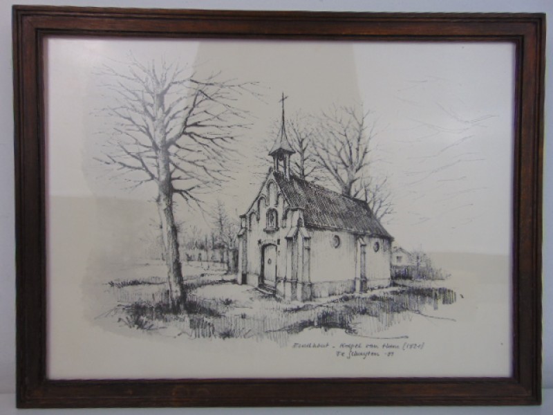 Gesigneerde Prent: Fe Schuyten, Eindhout Kapel van Ham, 1981 - Kringwinkel