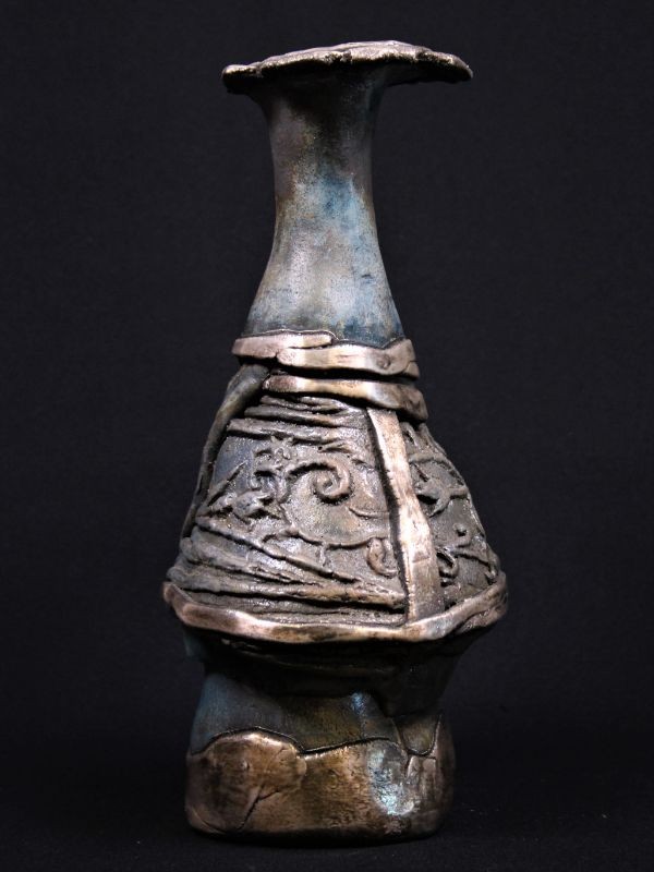 Israëlische Domar vaas keramiek & sterling zilver - Kringwinkel