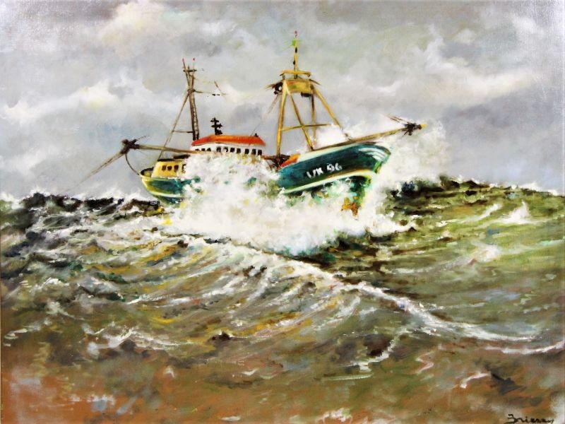 Storm op Zee - Schilderij Joris Driesen - Kringwinkel