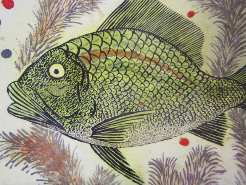 Keramieken Sierbord: Vis, Getekend: CD - Kringwinkel