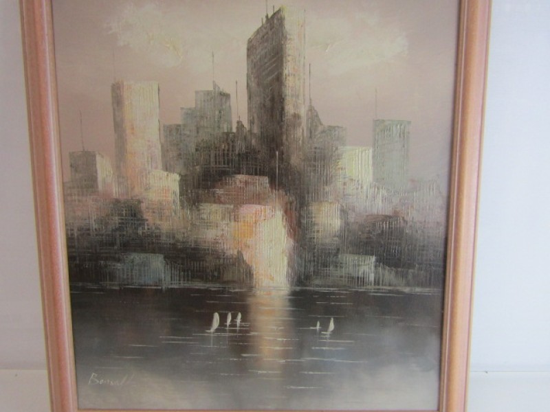 Schilderij Op Doek: Skyline, Getekend: Bonsall - Kringwinkel