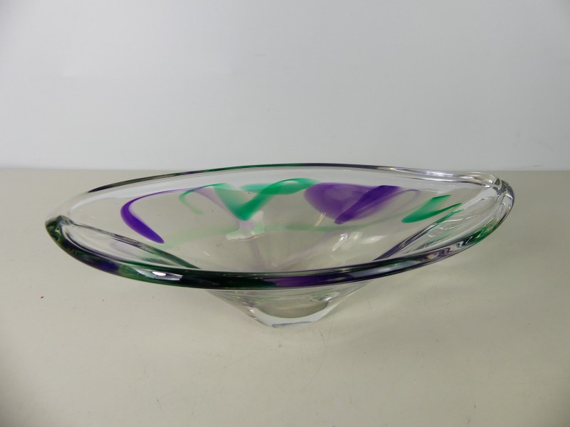 Vintage signed glass bowl by Max Verboeket - Kringwinkel