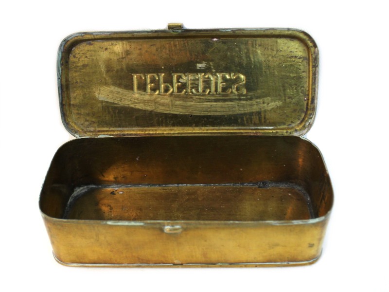 Vintage Geel Koperen Lepeltjes Doosje - Kringwinkel