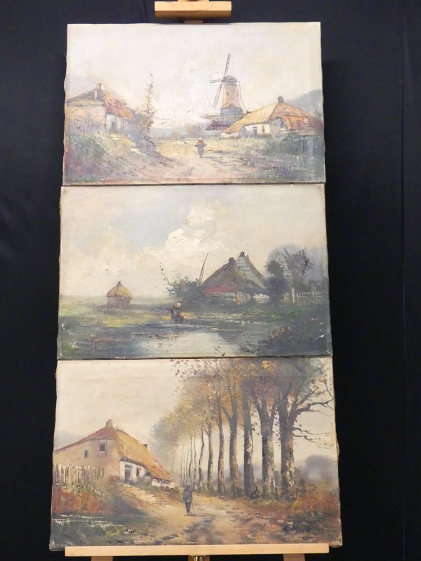 3 olieverfschilderijen landschappen - gesigneerd - Kringwinkel