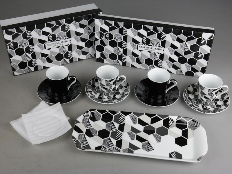 Koffie servies met plateau Genevieve Lethu - Kringwinkel