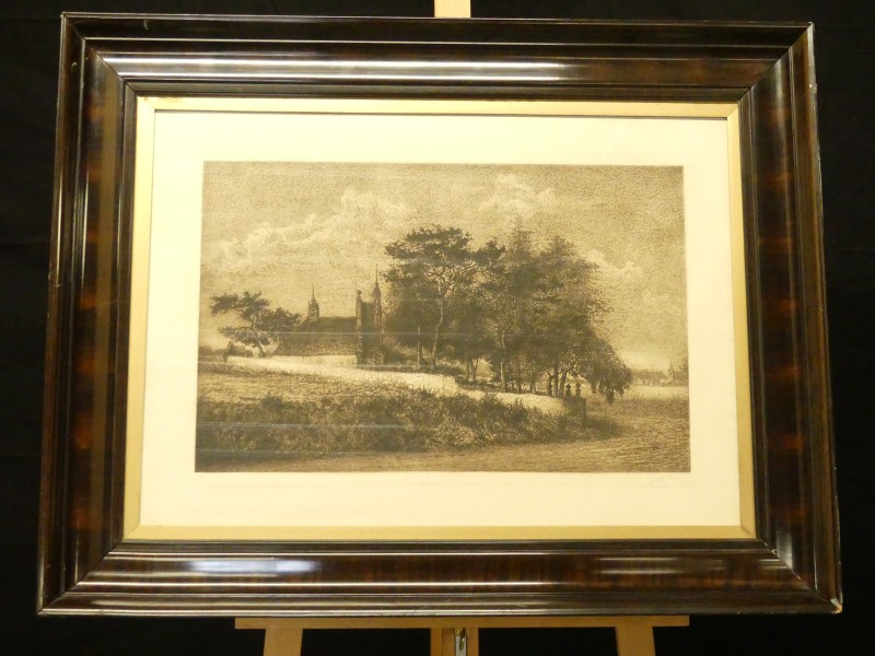 Antiquariaat/vintage -Victor Dieu – ets - Calme du soir Calvaire de ...