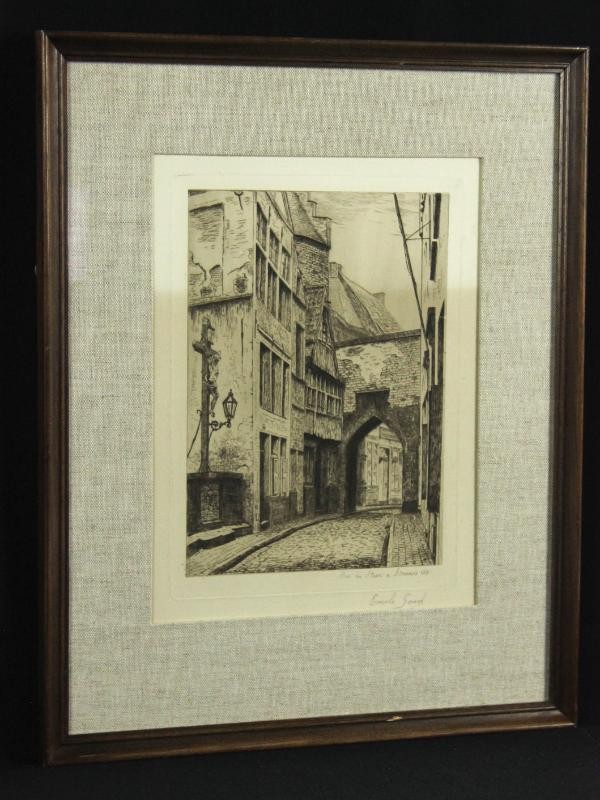 Pieter Verhaert ets 'Rue du Steen à Anvers' 1881 - Kringwinkel