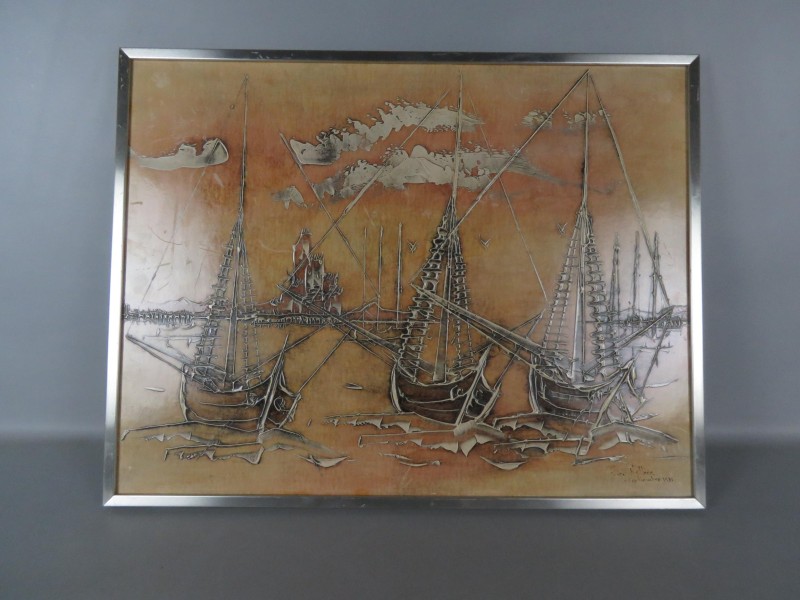 Kunstwerk boten op zee - Kringwinkel