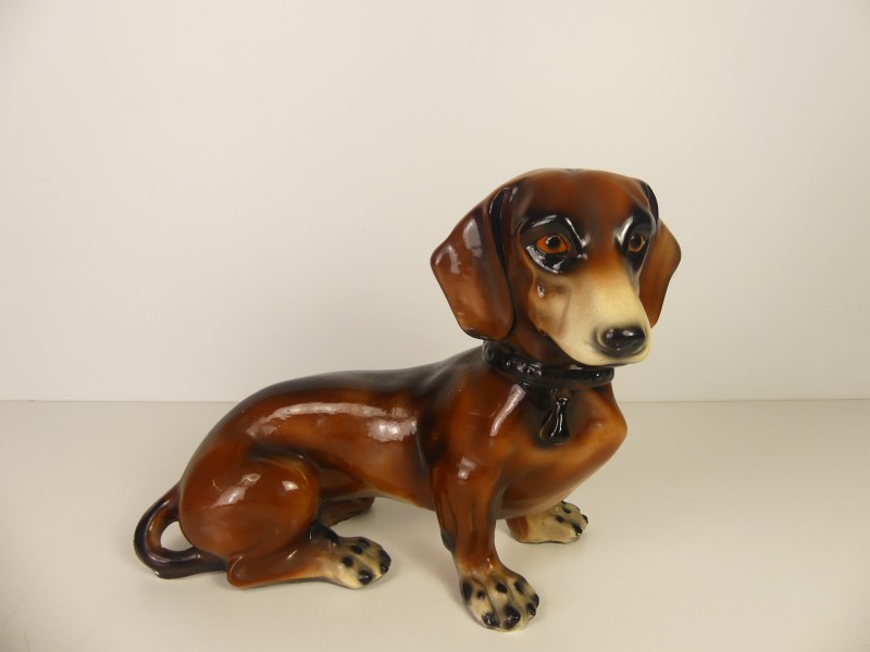 Zittende Hond beeld - Teckel - Kringwinkel