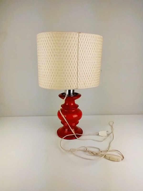 Vintage oranje keramische tafellamp - Kringwinkel