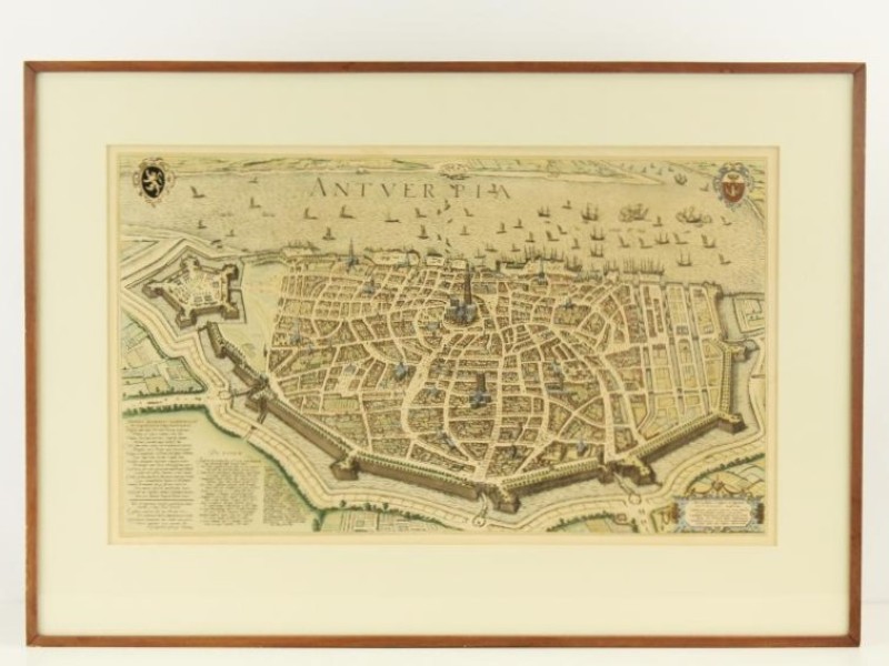 “Antverpia” grote gravure naar Joris Hoefnagel met gedichten van Daniel ...