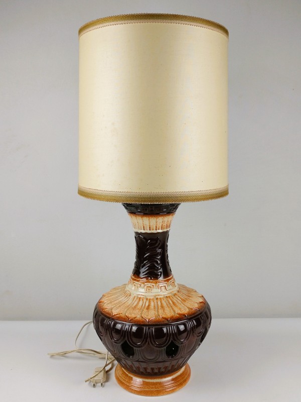 Vintage keramische tafellamp met originele kap – jaren ‘60/‘70 retro ...