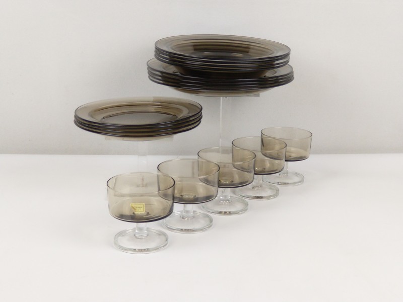 Vintage Luminarc rookglas servies – Franse designklassieker - Kringwinkel