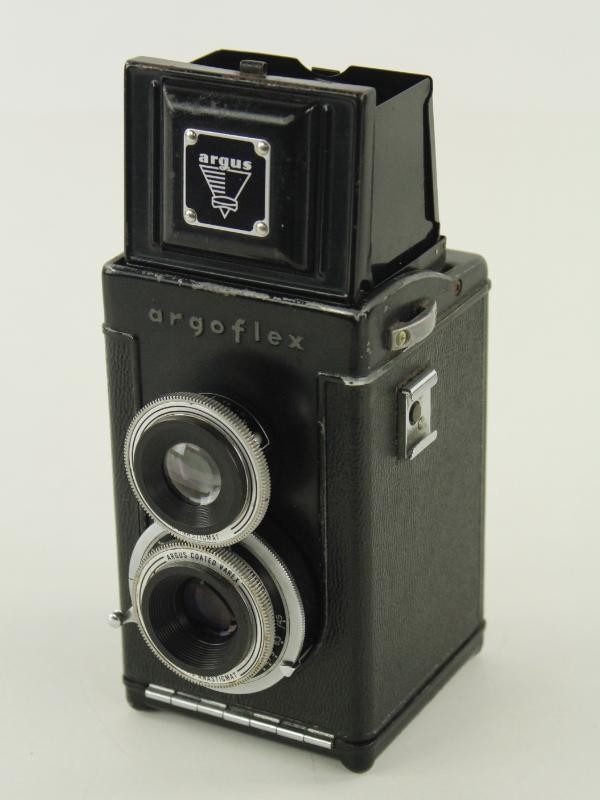 Vintage Argus camera (Argoflex) in lederen etui, USA - Kringwinkel