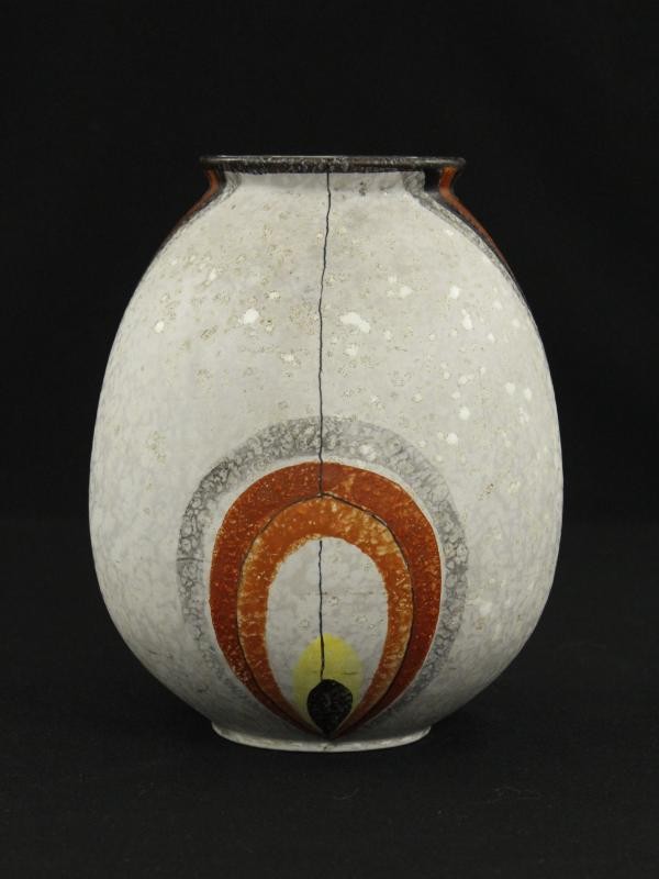 Grijze keramische vaas Rusha Rheinbach 1954 in de stijl van Flora Gouda ...