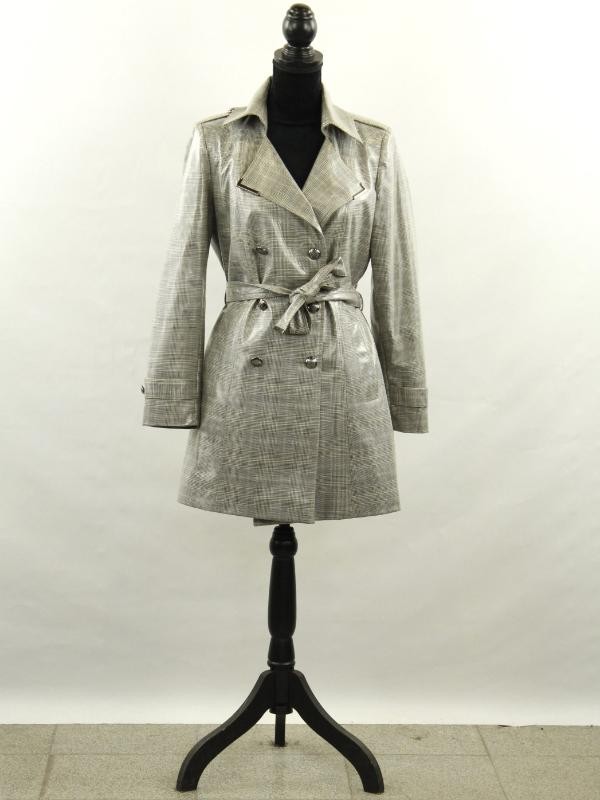 Regentrenchcoat voor dames met grijs ruitpatroon van Extenzo Paris ...