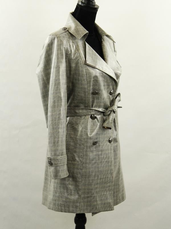 Regentrenchcoat voor dames met grijs ruitpatroon van Extenzo Paris ...