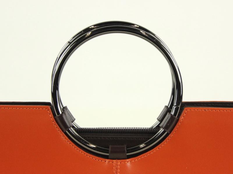 Daniel Amoda lederen handtas - cognac/oranje met metalen ringen - zo ...