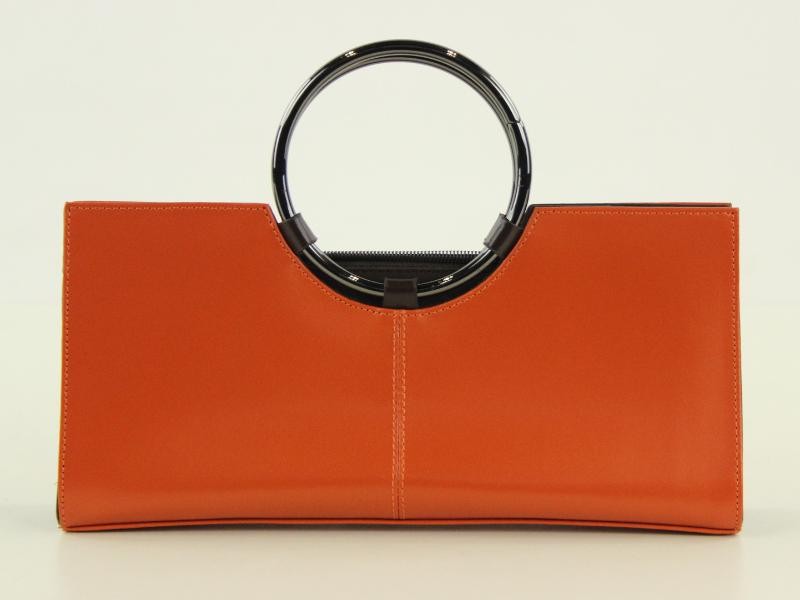 Daniel Amoda lederen handtas - cognac/oranje met metalen ringen - zo ...