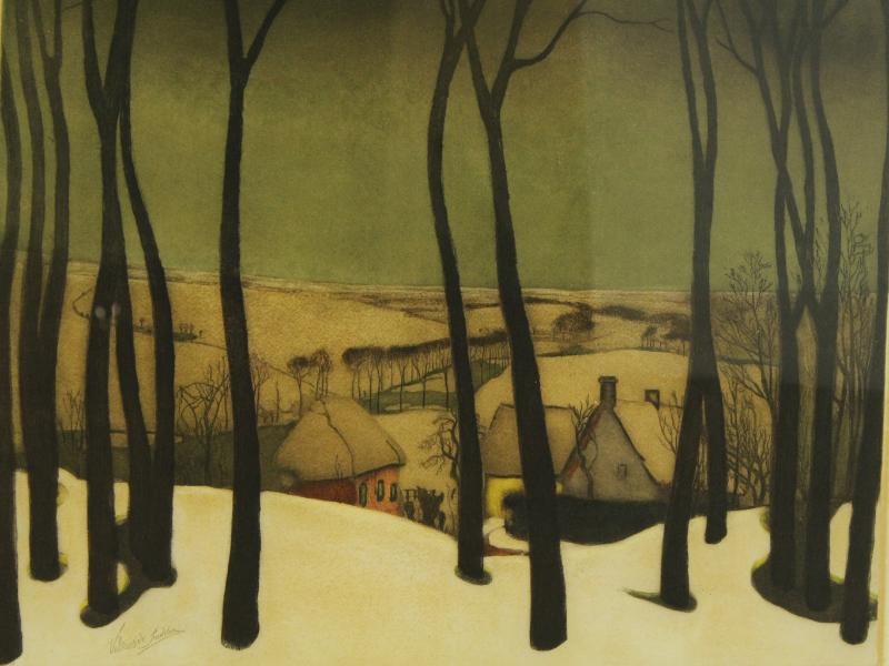 Aquatint 'Winter in Vlaanderen - Armand Apol (1879-1950) naar Valerius ...