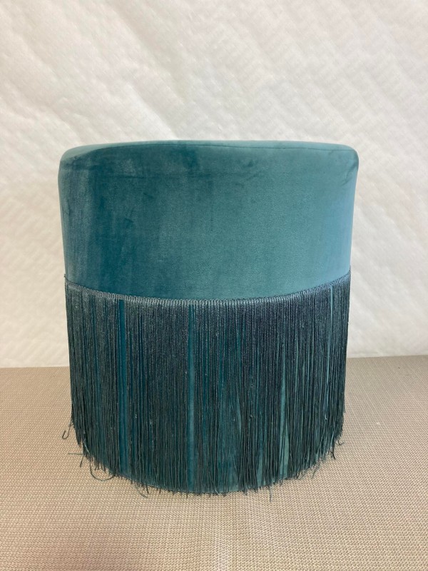 Blauwe retrostijl poef - Kringwinkel