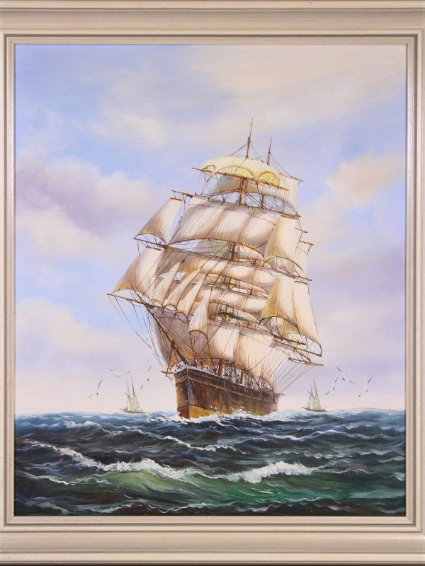 Prachtige schilderij, getekend Turner - zeilschip - Kringwinkel